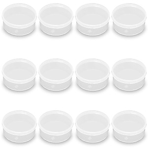 Farmer Mani 12 Pcs Clear Plastic Round Storage Jars, 1.7 oz Beads Storage Containers Box for Storage Small Items, Hardware, Buttons, Small Jewelry