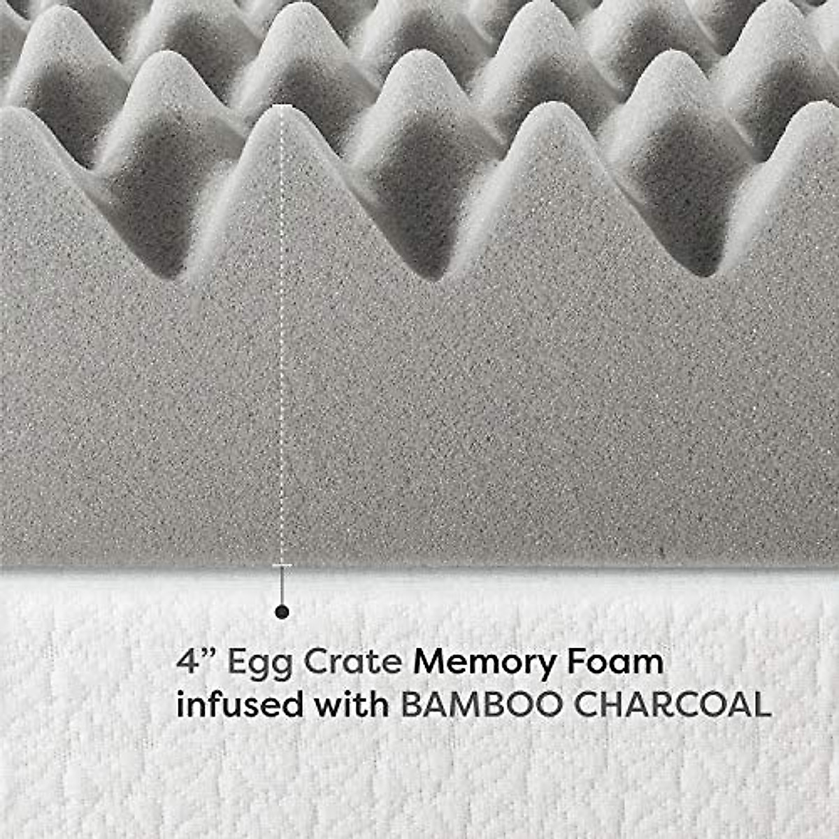 Mellow 4 Inch Egg Crate Memory Foam Mattress Topper with Infusion, Twin