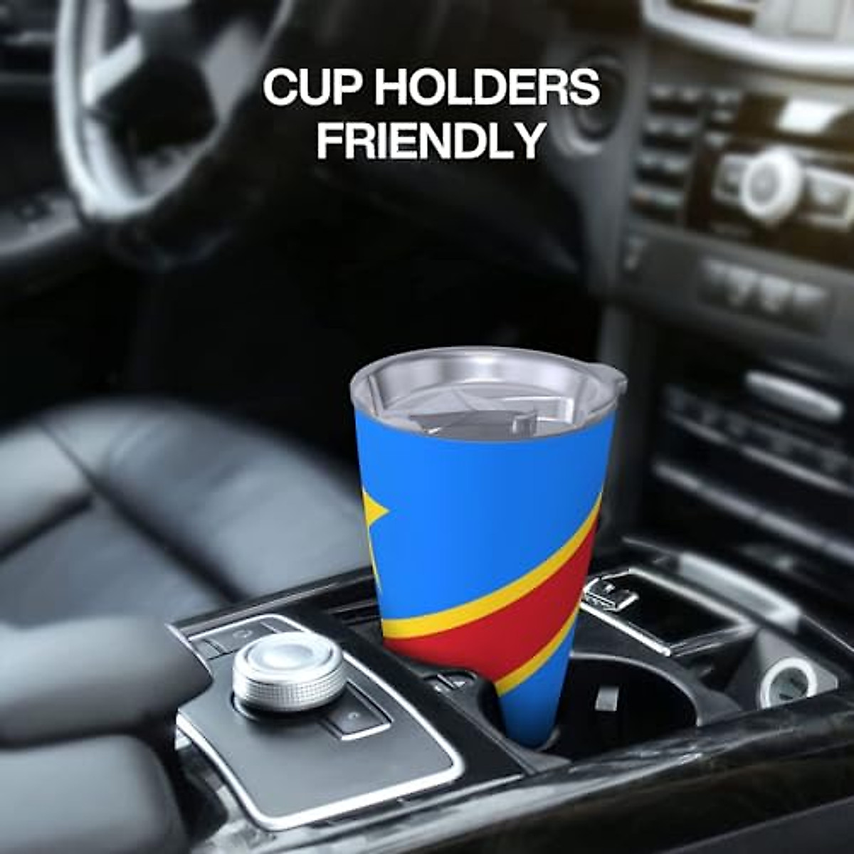 WXZYFP Car cup (single silver rim), can use a straw or drink directly, easy to use.Flag of the Congo