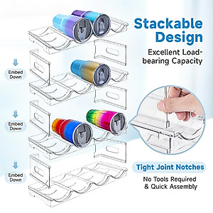 Large Compartment Water Bottle Organizer,4 Tier Stackable Water Bottle Rack for Cabinet,Tumbler Storage Organizer for Kitchen,Fridge,Cabinet Organization and Storage,Clear Water Bottle Storage Rack