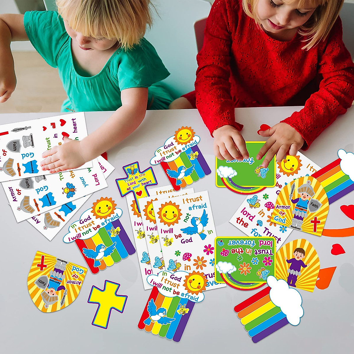 Chiazllta 24 Pcs Armor of God DIY Craft Kit Religious Sunday School VBS Easter Christian Craft Kits for Kids,Bible Sticker Hanging Ornament School Supplies for Preschool Classroom DIY Activities