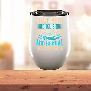 Humorous Gift - Determination And Strength Bulldog Design Gift, Great Grandson's Graduation Present - Of Tenacity Appreciation On 12oz Wine Tumbler Cup