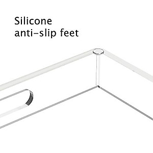 KOTEMON Acrylic Serving Tray with Handles-12x12x2.36Inch-Decorative Tray Letter Tray Organizer for Ottoman Coffee Table Countertop, Clear