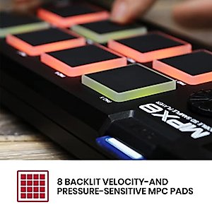 AKAI Professional MPX8 - Portable Sample Pad Controller With 8 Performance-Ready Velocity-Sensitive Pads, MIDI Connectivity & On-Board SD Card Slot