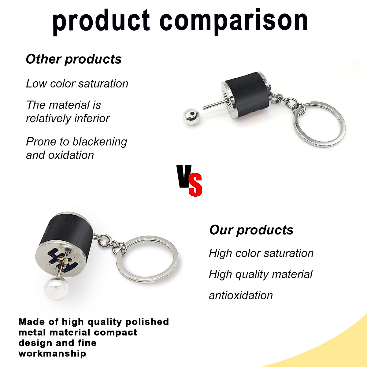 stymart Shifter Gear Keychain, 6 Speed Gear Box Shifter Keychain Key chain Ring, Mini Car Gear Shift Stick Knob Keyring, Car Key Fob Keychain Accessories(Black)