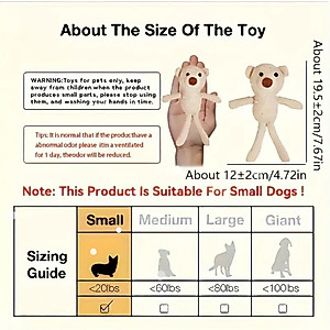 Squeaky Bear Dog Toys, Durable Plush Chew Cute Toy for Small or Medium Breeds, Set of 2, Bear Figures, Dog's Besties, Interactive Bear Animals, Promotes Dental Health and Hygiene (Brown and Beige)