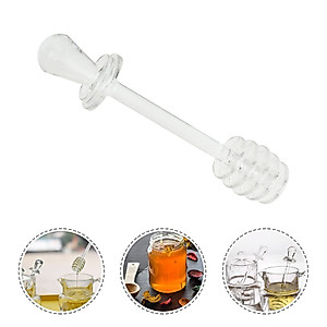 Cabilock 6 Pcs Honey Stick Dispenser Syrup Pourer Coffee Syrups Honey Syrup Ladle Spoon Drink Honey Dipper Spoons Honey Wand Coffee Stir Spoons Hand Mixer Mini Honeycomb Acrylic