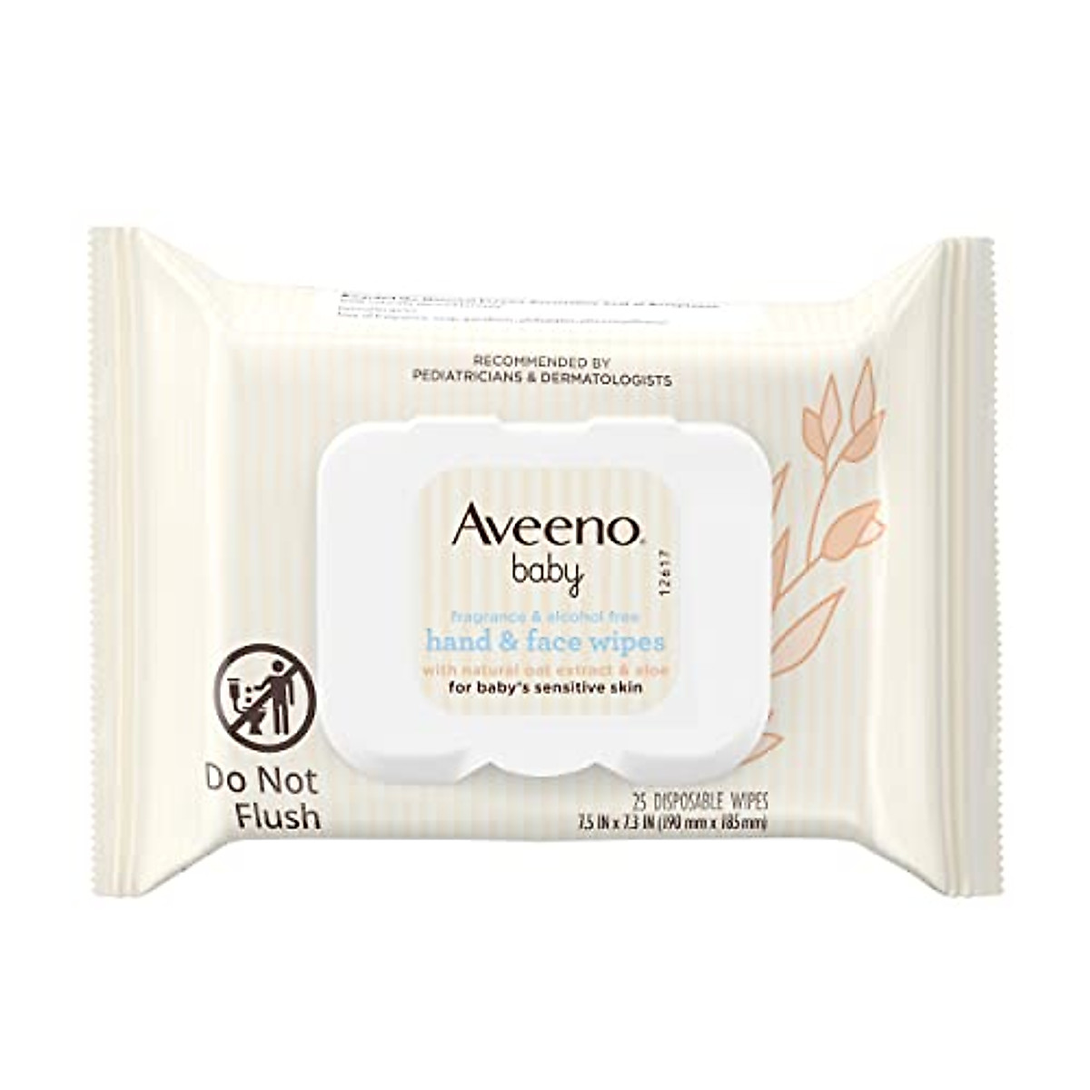 Aveeno Baby Fragrance Free Hand & Face Wipes with Oat Extract & Aloe, Cleansing & Moisturizing Baby Wipes for Sensitive Skin, Sulfate-, Alcohol-, & Paraben-Free, Hypoallergenic, 25 ct