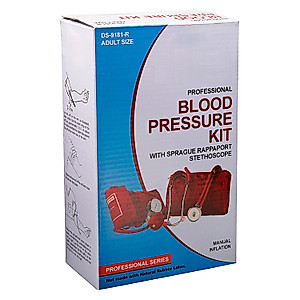 NOVAMEDIC Professional Aneroid Sphygmomanometer Blood Pressure Machine and Stethoscope Set, Universal Adult Size Cuff Arm 8.7-16.5", Manual Emergency BP Monitor Kit with Carrying Case, Red