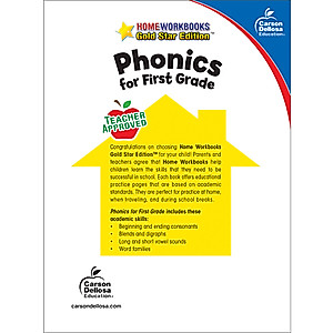 Carson Dellosa Phonics for First Grade Workbook―Writing Practice, Tracing Letters, Writing Words With Incentive Chart and Motivational Stickers (64 pgs) (Home Workbooks)