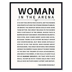 LARGE 11X14 - Man/Woman In the Arena - Teddy Roosevelt Poster - Positive Quotes - Motivational Inspirational Wall Art Decor - Uplifting Gift for Women, Feminist, Entrepreneur - Daring Greatly