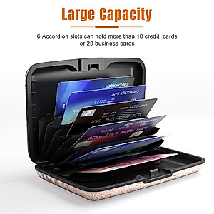 Rimilak Aluminuml Credit Card Holder, Mini Credit Card Wallet RFID Blocking Slim Metal Hard Case for Women Men, Pink Leopard