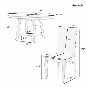 HAUSHECK Modern Round Room Person, Wood Extendable w/X-Shaped Base, Upholstered, Nailhead Curved Back, Farmhouse Kitchen Chairs Home Furniture, Dining Table Set for 4-6, Espresso