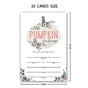Yuansail Baby Shower Invitation Set, Fill In Invites Cards, Books for Baby, Diaper Raffle, Thank You, Pumpkin, Each Design 25 Cards & Envelopes (Total 100 Cards) – (bb004-taozhuang)