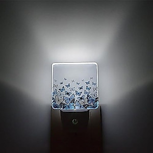 Big buy store Night Lights Auto Sensor Butterfly Floral Plug-in LED Nightlights Dusk to Dawn for Living Room, Bedroom, Bathroom, Kitchen, Hallway, Stairways, Country Style Blue Butterfly