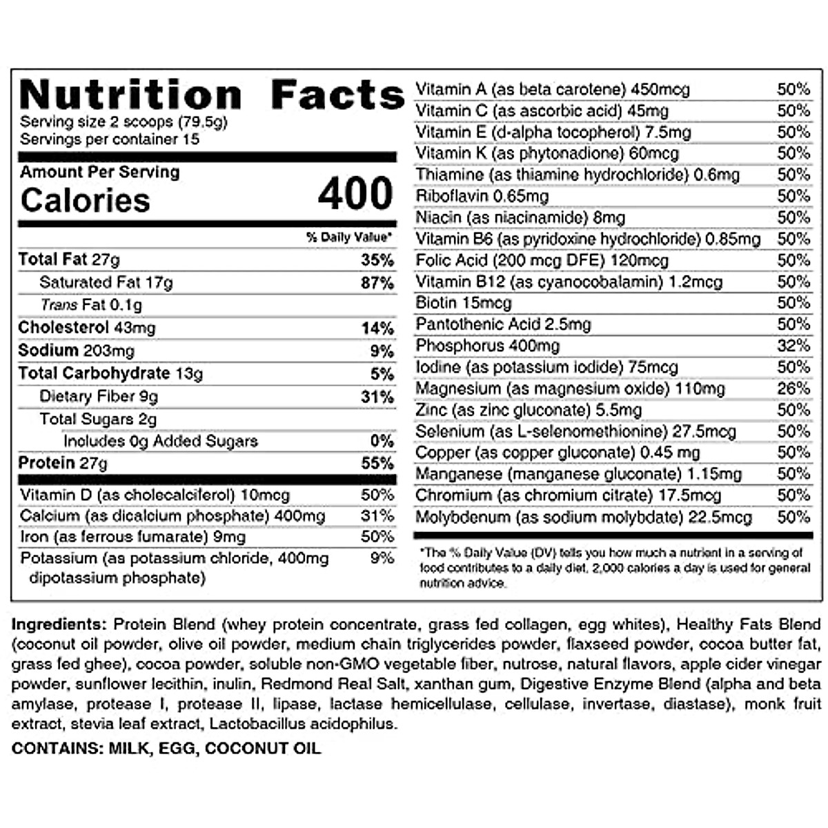 HLTH Code Complete Meal Replacement Powder | High Protein | Chocolate Macadamia Flavor | 15 Servings