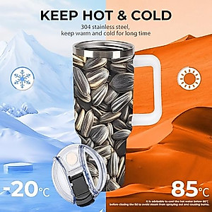 Sunflower Food Insulated Tumblers with Handle Stainless Steel Coffee Mug Funny Travel Cup with Lid Straw 40oz