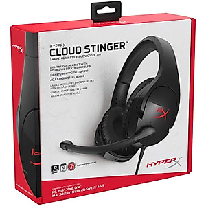 HyperX Cloud Stinger – Gaming Headset, Lightweight, Comfortable Memory Foam, Wired, Swivel to Mute Noise-Cancellation Mic, Works on PC, PS4, PS5, Xbox One/Series X|S, Nintendo Switch and Mobile ,Black