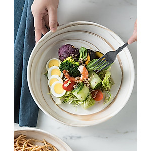 LYEOBOH Serving Bowls for Entertaining, Large Pasta Serving Bowl, 57 OZ., Set of 2 Porcelain Decorative Bowl for Thanksgiving Christmas, Shallow Vegetable Bowls for Fruit, Snacks, Kitchen Prep