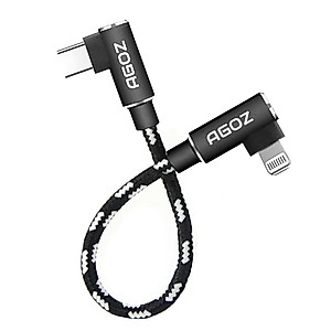 AGOZ 6 Inch MFI Certified Lightning to USB C Cable, 90° Right Angle Fast Charger Cord Compatible with iPhone 14, 13 Pro Max, 12, 11 Pro Max, Xs XR X 8