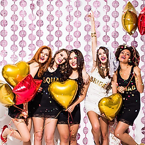 2 Packs Bachelorette Party Decorations 70s 80s Retro Disco Party Party Decorations Disco Ball Foil Curtain Bachelorette Party Supplies Backdrop Curtains Foil Fringe Curtains (Rose Gold)