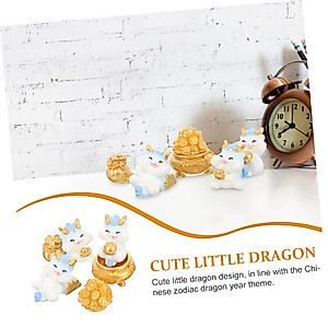 Luxshiny 6 Pcs Mini Animal Figurine Resin Dragon Mascot Doll Adorable Dragon Decor Desktop Dragon Decor
