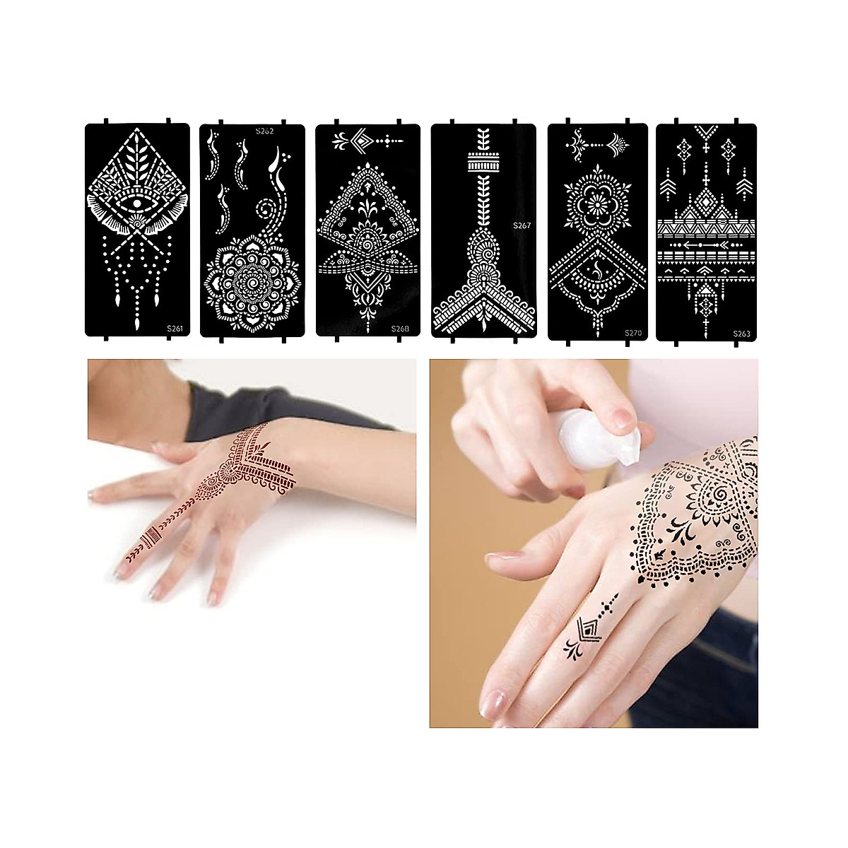 TinkTac 22 Sheets Henna/Mehndi Tattoo Stencils, Henna Body Art Templates