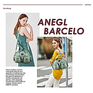 Angel Barcelo Purses and Handbags Women Tote Shoulder Bag Top Handle Satchel Hobo Bags Fashion Washed Leather Purse Green