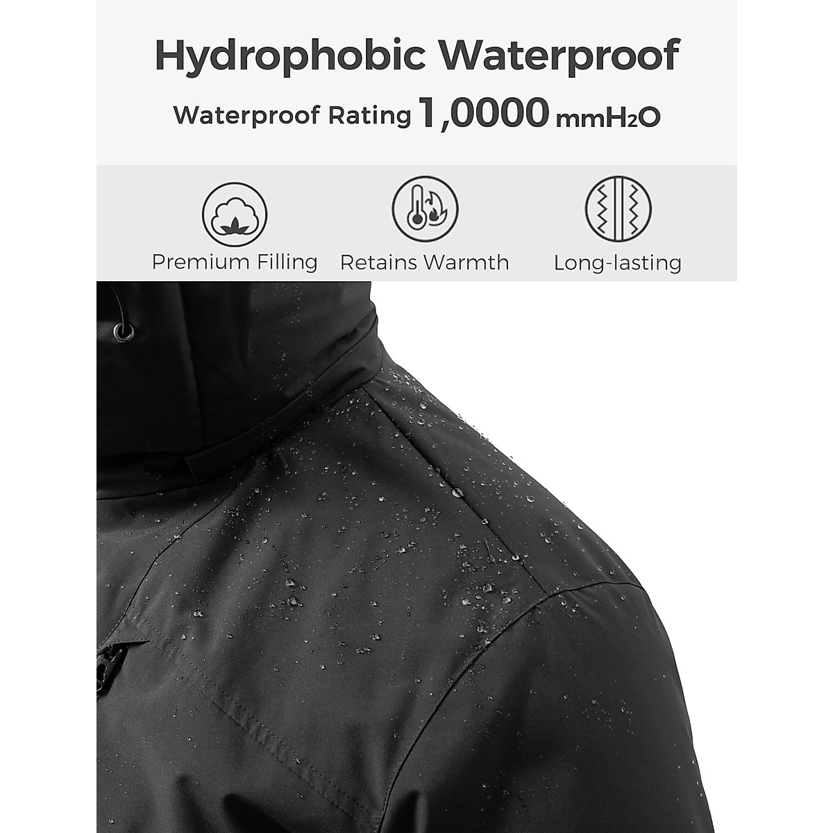 wantdo Men's Winter Ski Jacket Waterproof Snow Jacket Windproof Mountain Raincoat Hooded Navy XL