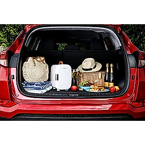 Subcold Pro6 Luxury Mini Fridge Cooler 6 Litre / 8 Cans AC & Exclusive USB Power Option Small Portable Fridge For The Office, Bedroom, Car, Skincare & Cosmetics Chequer White