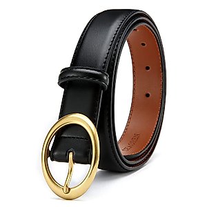 Womens Belt - CR Leather Belt Women Casual for Jeans Pants Dress - Belts with Gold Buckle for Women Fashion