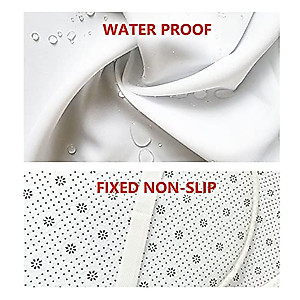 SENMULIN Christmas Bathroom Sets 4-Piece Set Christmas Shower Curtain Sets with Waterproof Shower Curtain, Non-Slip Bathroom Carpet, Bath Mat, Toilet Lid Cover（Family）