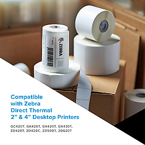 Zebra 2 x 1.25 in Thermal Transfer Polyester Labels Z-Ultimate 3000T Permanent Adhesive Shipping Labels 1 in Core 8 rolls 10031645SP