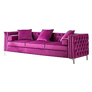 Legend Vansen Modern couches for Living Room Velvet Upholstery Nailhead Trim Sofas, 104'', Violet