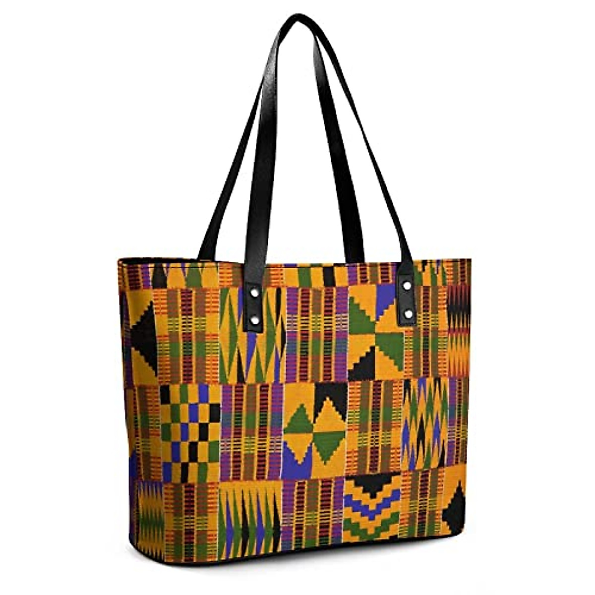 African Kente Cloth Ethnic Art Pattern Women Tote Bag Top Handle Handbags Satchel Shoulder Bag Funny Printed