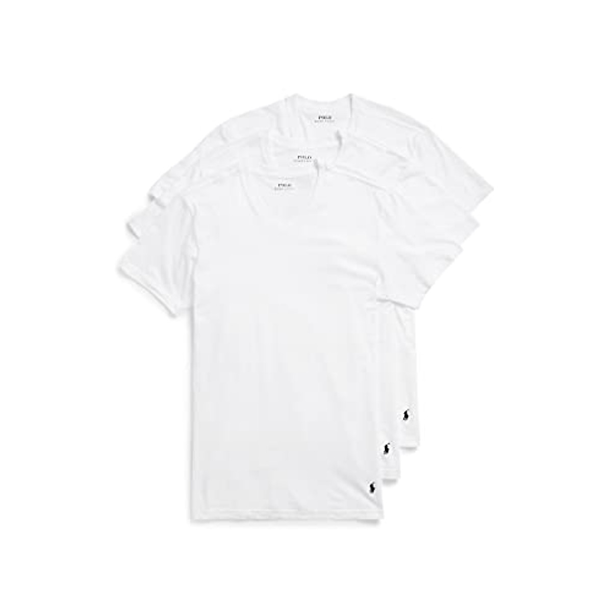 POLO Big Ralph Lauren Men's Classic Fit Cotton V-Neck Undershirt 3-Pack, White/Cruise Navy-3 Pack, 1X Tall