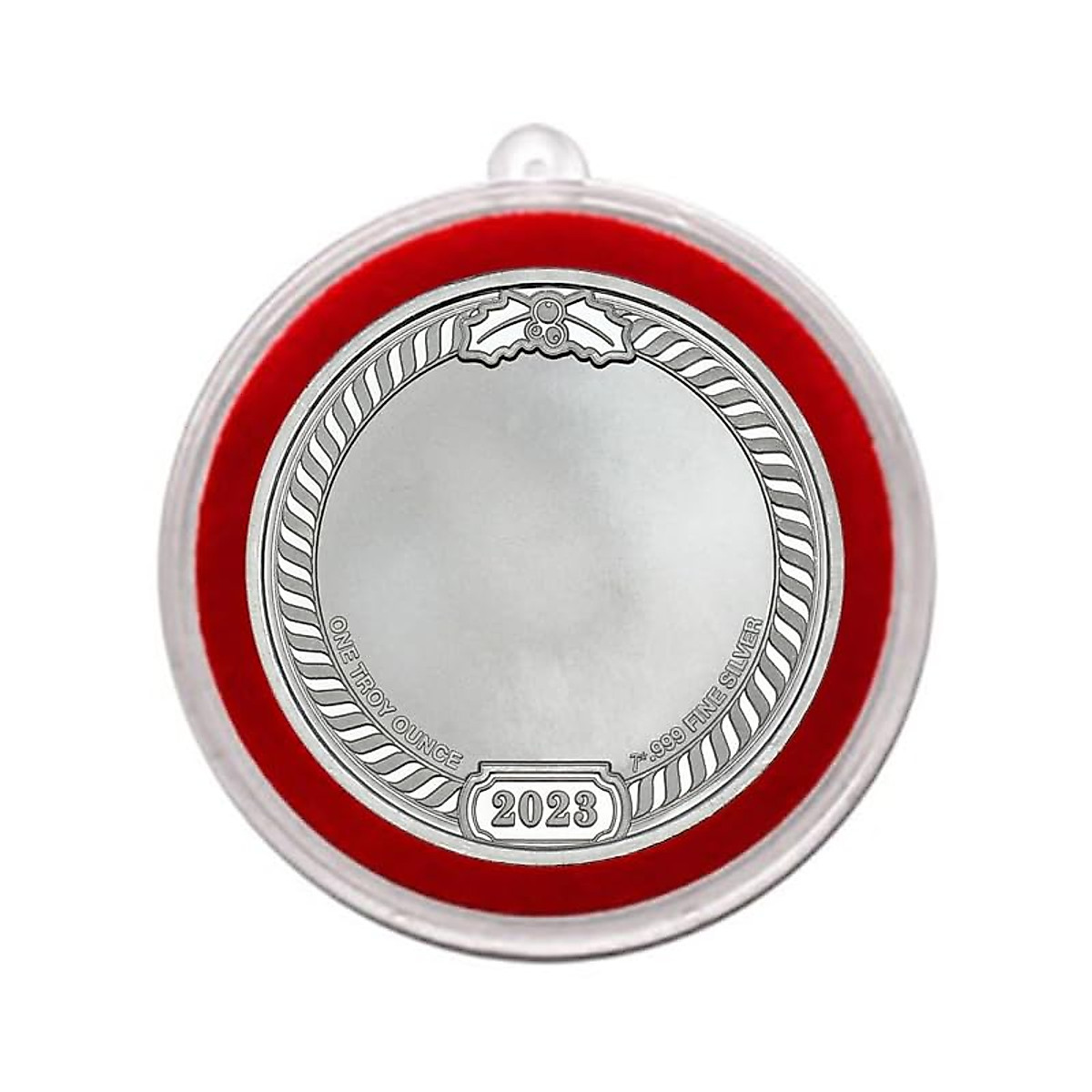 2023 - Merry Christmas Santa Down the Chimney 1oz Silver Medallion in Ornament Holder Collection Seller Uncirculated