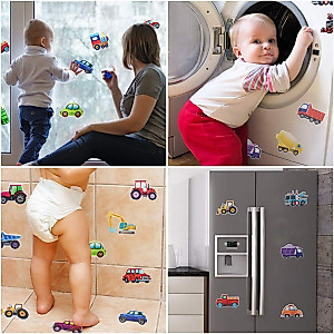 Cieovo 20 Set Non-Slip Bathtub Stickers, Transportation Vehicle Tractor Cars Trucks Excavator Decal Treads, Adhesive Safety Anti-Slip Appliques for Bath Tub and Shower Surfaces