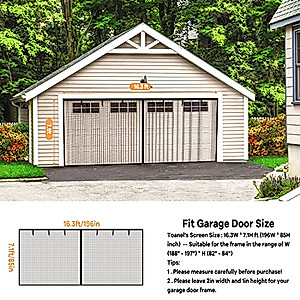 Magnetic Screen Door Fits Doors Up to 38" X 82" and Garage Screen Doors for 2 Car Garage - 16x7 ft