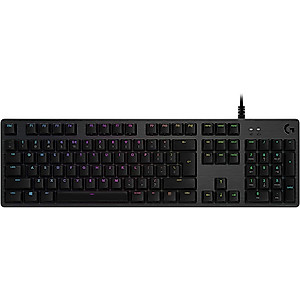 Logitech G512 Lightsync RGB Mechanical Gaming Keyboard, Carbon English Layout GX Blue Switch, Brushed Aluminum Case, USB Pass Through, 920-008936 (Renewed)