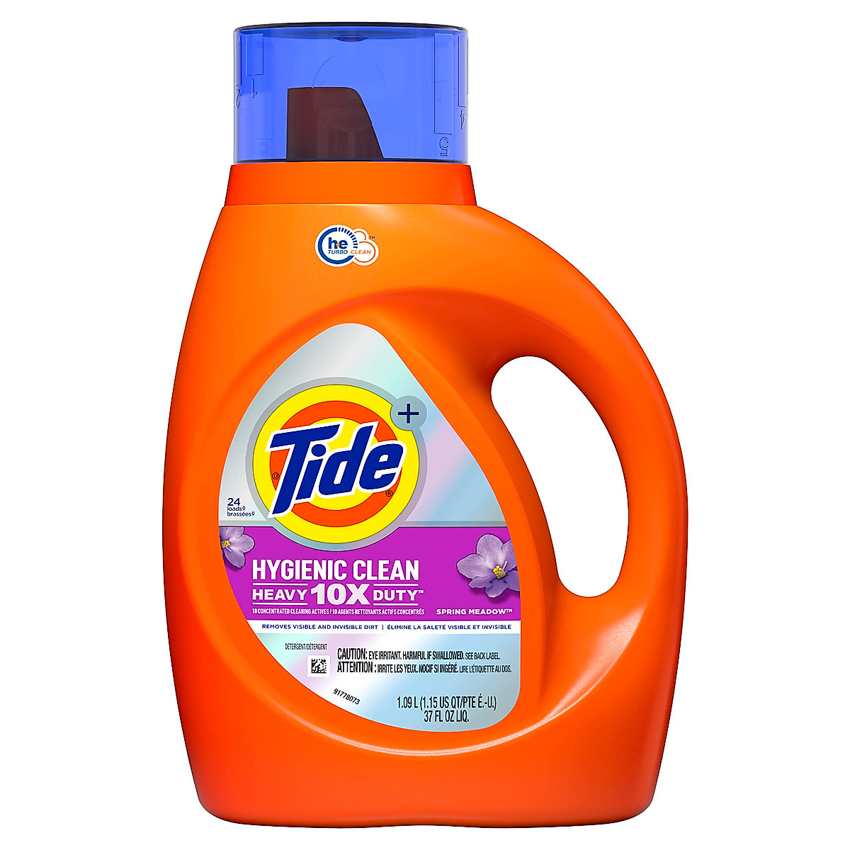 Tide Hygienic Clean Heavy 10X Duty Laundry Detergent Liquid, Spring Meadow, 24 Loads, 37 Fl Oz, He Compatible