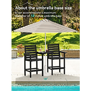 Homenjoy Tall Adirondack Chair Set of 2 with Connecting Tray, HDPE Weather Resistant Patio Bar Stools, Heavy Duty Bar Height Adirondack Chairs with Footrest, 26" H Balcony Chair for Deck,Black