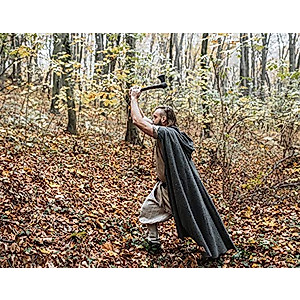 Norse Tradesman 14" Viking Throwing Axe - Fully Sharpened Norse Hand-Axe - Carbon Steel Axe Head with Premium Leather Cross-Stitch