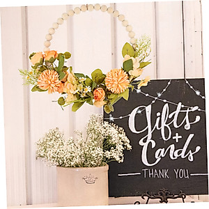 ULDIGI Faux Wood Bead Garland Green Wreath Artificial Wreath Wall Stickers& Murals Table Wreath Garland Fall Front Door Wreaths Eucalyptus Hoop Wreath Plastic Wedding Bride Lamb