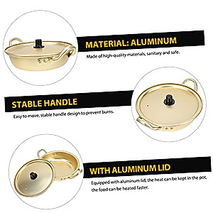 Pan with Lid 1pc Korean Ramen Pot Metal Cooking Utensils Korean Pots for Cooking Korean Yellow Aluminum Pot Stock Pot with Lid Butter Melting Pot Aluminum Noodle Pot Soup Pot