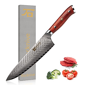 Chef Knife Damascus 8 Inch Japanese Professional Gyuto Vg10, High Carbon Steel Core With 67 Layer Stainless Steel Forged For Kitchen Cooking with Wood Handle