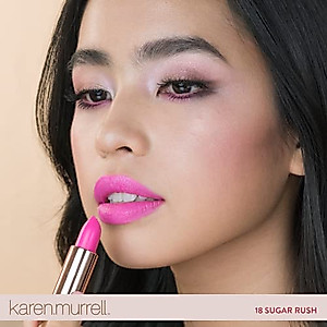 Karen Murrell Natural Lipstick - #18 Sugar Rush - Cream Finish, Bubble Gum Pink Color - Moisturizes & Hydrates Lips - Paraben & Cruelty Free