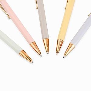 Moon Messenger Pretty Rose Gold Hexagon Gel Pens, 0.7mm Black Ink, 5-Pack, Pink Pen Set for Women and Men (Assorted 06)
