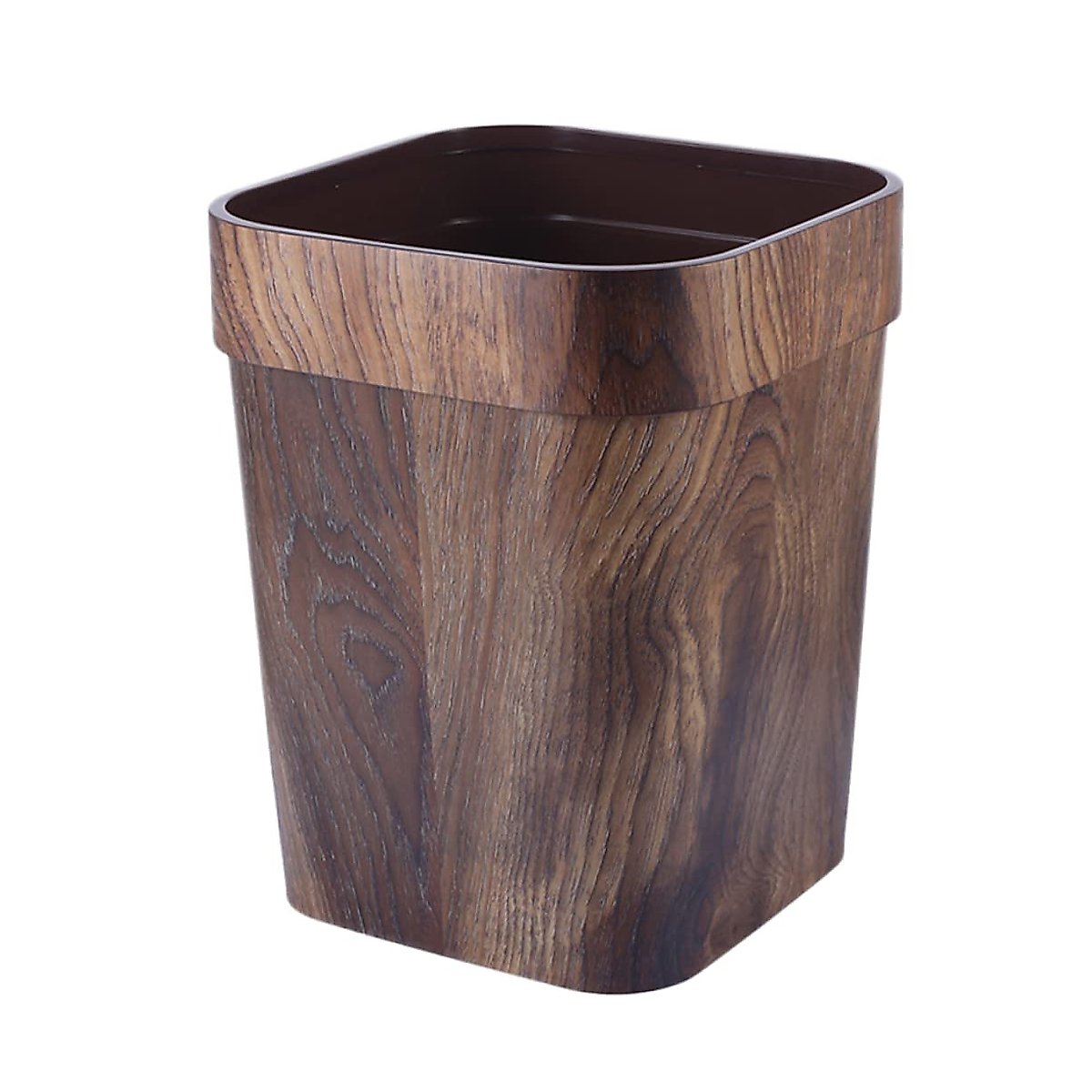 Holibanna Retro Trash Can Imitation Wood Grain Trash Can Square Wastebasket Decorative Rectangular Trash Containers Black Garbage Can Car Trash Can with Lid Bins with Lids Trash Can Kitchen