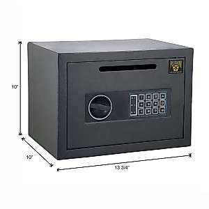 Drop Safe - Digital Safe Compact Steel Money Security Box with Keypad - Deposit Cash Easily – For Home or Business by Paragon Safe - Black